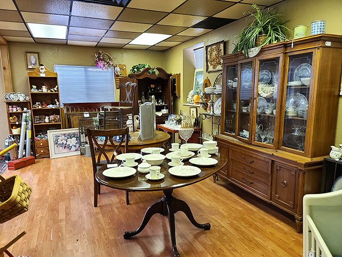This dining set isn't selling furniture&mdash;it's offering the promise of family gatherings where stories flow as freely as the gravy boat being passed around.