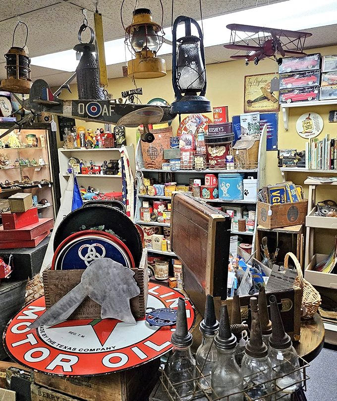 Old lanterns and bottles creating the kind of ambiance modern restaurants spend thousands trying to replicate.