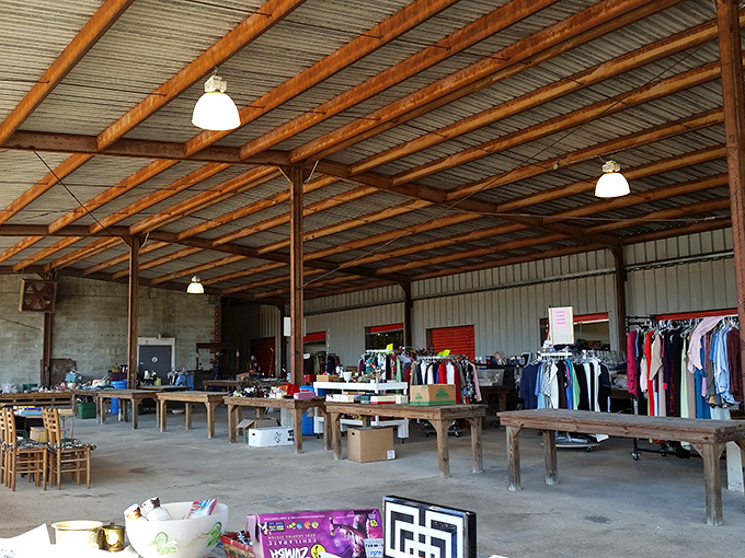 Treasure hunters alert! This flea market warehouse holds the promise of yesterday's treasures waiting to become tomorrow's conversation pieces.