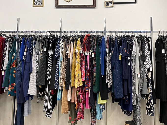 Fashion archaeology at its finest. Each hanger holds potential for reinvention&mdash;from job interview power dress to festival-ready vintage find.