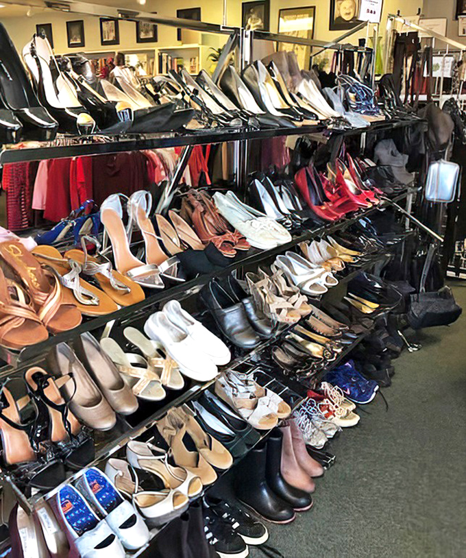 The Cinderella section – where someone else's "these hurt my feet" becomes your "found them for a steal!" Practical magic in every pair.