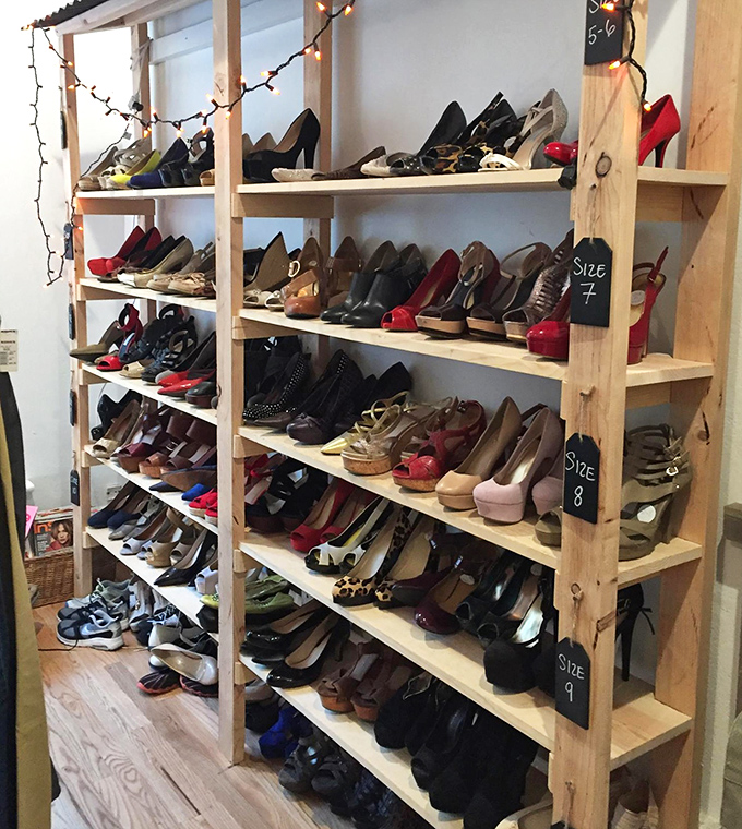 Shoe paradise organized by size? This isn't just thrift shopping – it's therapy without the hourly rate.