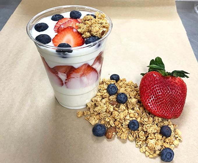 A yogurt parfait that somehow makes virtue feel indulgent. Fresh berries, crunchy granola, and creamy yogurt&mdash;breakfast's greatest hits album in a cup.