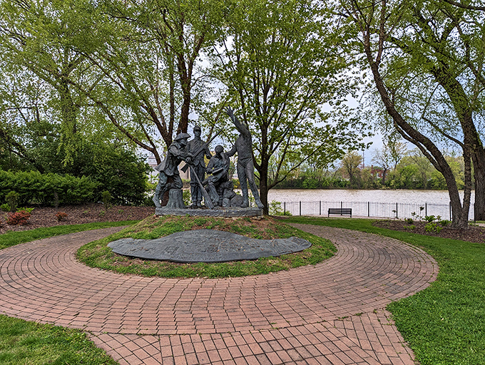 History cast in bronze beside the flowing Muskingum. This peaceful riverfront park offers contemplation space that big cities charge premium prices for.