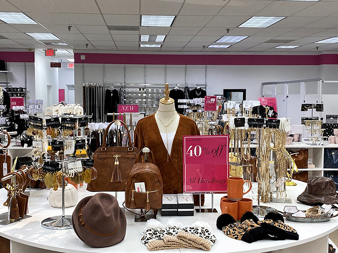 Accessories displayed with military precision. The perfect wallet waits in these drawers, ready to house your newly lightened credit cards.