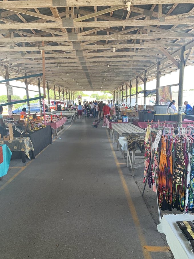 The covered market's central aisle stretches toward infinity, a treasure-lined corridor where one person's castoffs become another's prized possessions.
