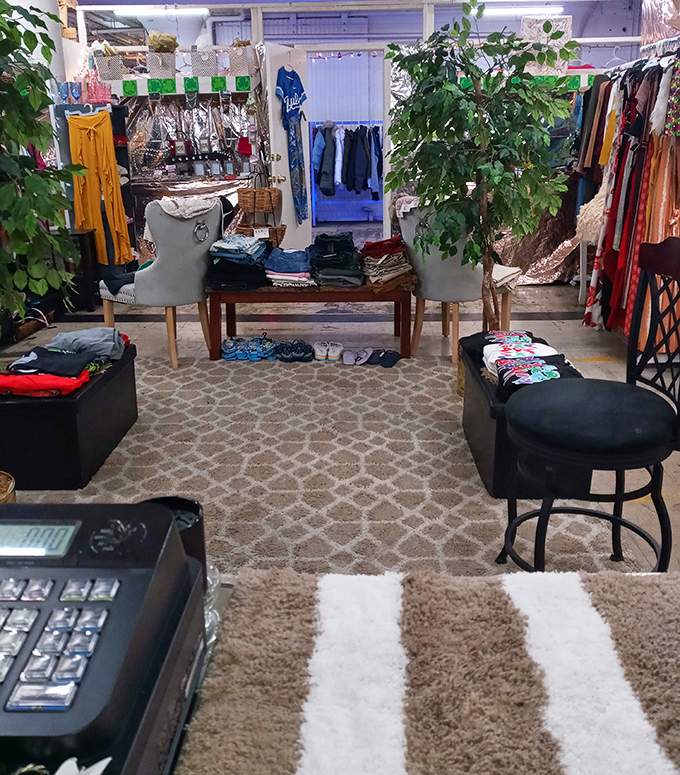 Boutique vibes without boutique prices! This clothing vendor has mastered the art of creating an inviting shopping experience within the market's walls.