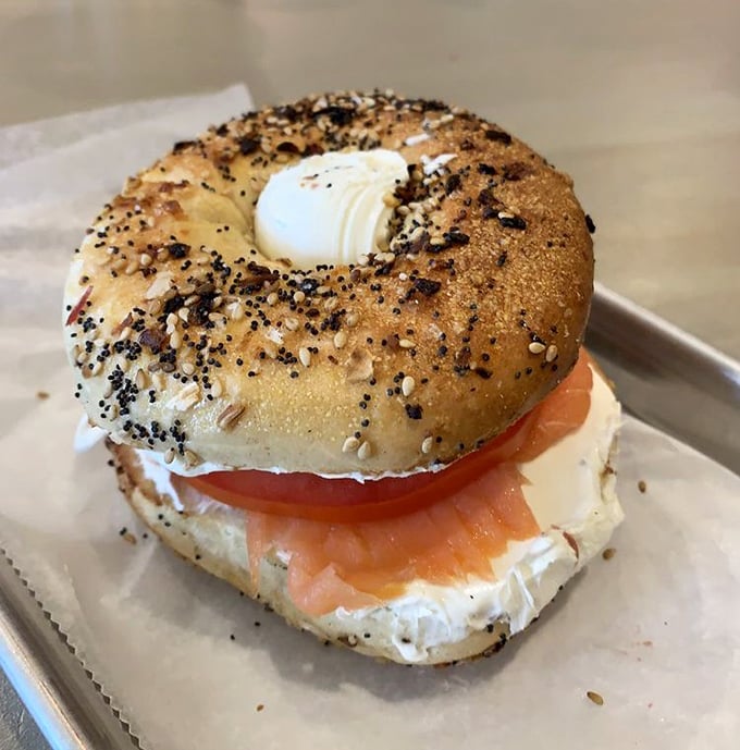 Everything bagels wearing their seeds like jewelry, topped with lox that practically melts on your tongue.