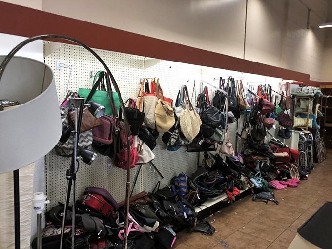 Organized chaos at its finest! This jumble of household items is like an archaeological dig where modern-day treasure hunters sift through domestic artifacts.