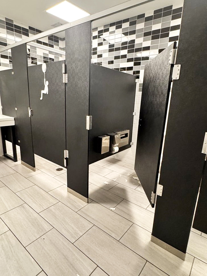 Even the restrooms join the fun with mind-bending designs. Who knew answering nature's call could be such a trippy experience?