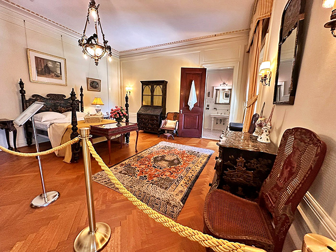 A bedroom fit for royalty&mdash;or at least someone who never had to worry about hitting snooze on a Monday morning alarm.