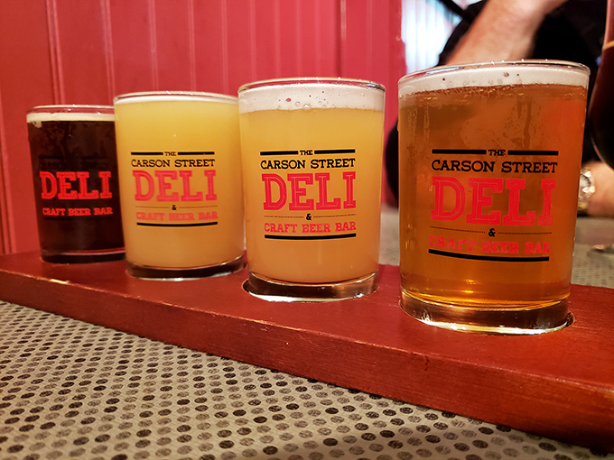 The craft beer flight &ndash; where decisions are difficult but mistakes impossible. Four perfect companions to whatever sandwich masterpiece awaits.