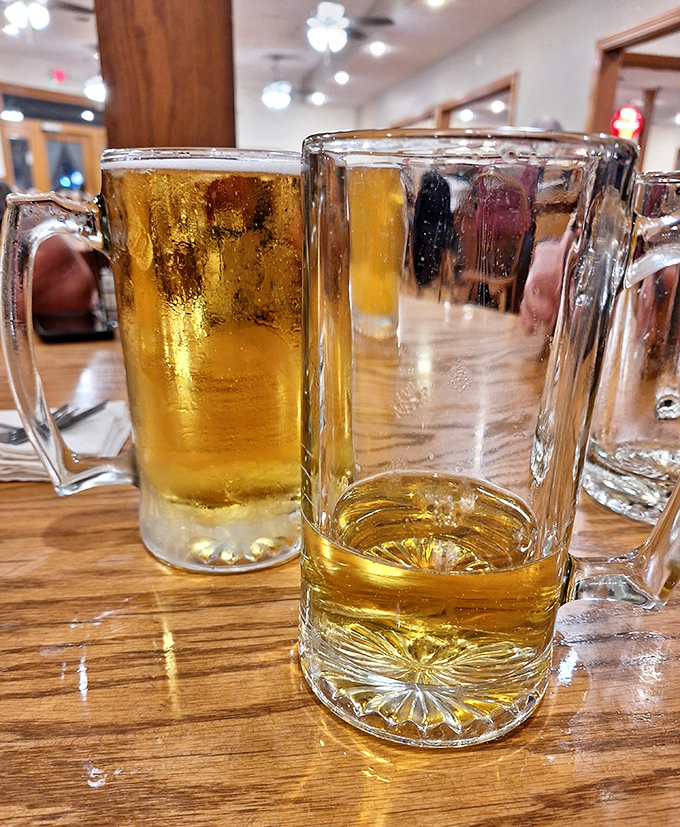 Cold beer in frosty mugs&mdash;sometimes the simplest pleasures are the most profound. Like liquid gold waiting to complement whatever comfort food you've chosen.