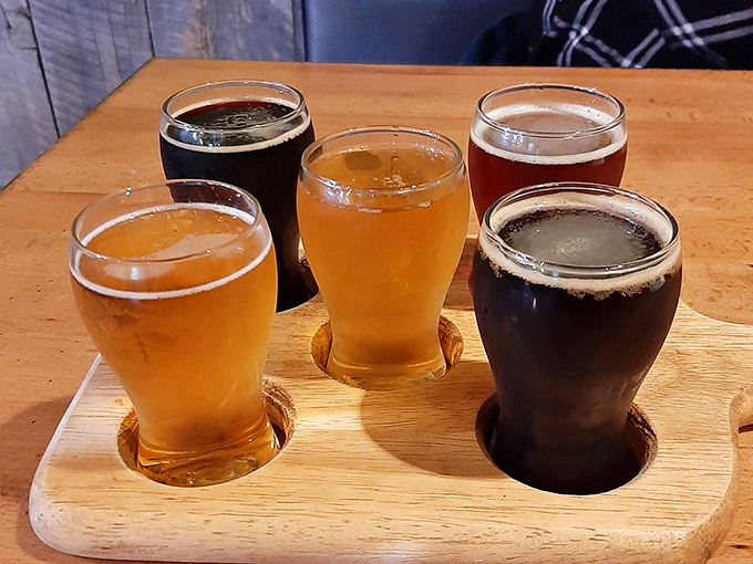 A flight of liquid amber and mahogany. These craft beers aren't just drinks&mdash;they're the perfect companions to smoky, savory BBQ.