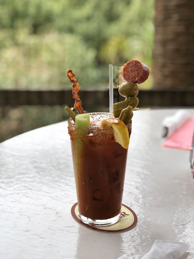 This isn't just a Bloody Mary &ndash; it's a garden in a glass with a bacon stirrer that doubles as an appetizer. Breakfast multitasking at its finest.