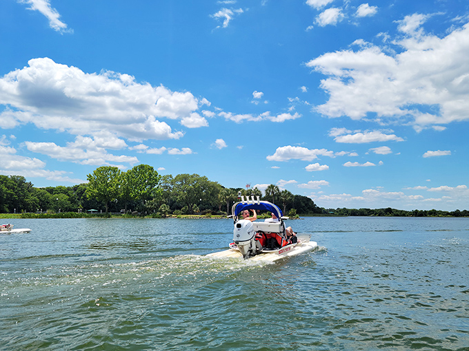 Lake Dora provides the perfect playground for boating enthusiasts. With skies this blue, even amateur captains look like they know what they're doing.