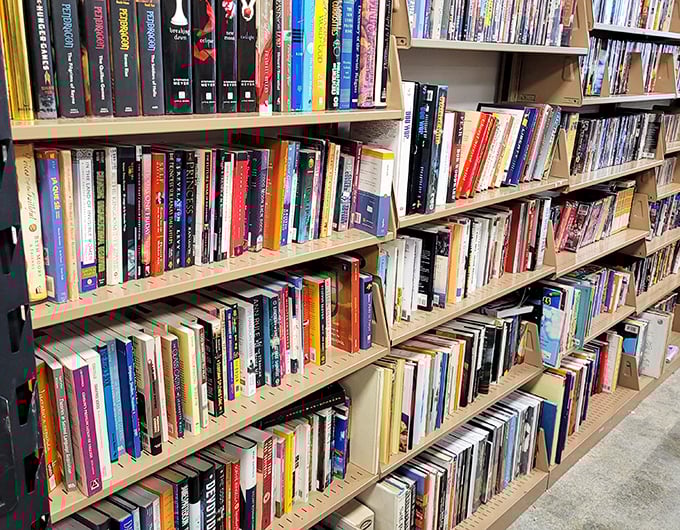 Literary treasures stacked with care&mdash;where yesterday's bestsellers and forgotten classics wait patiently for their next reader.