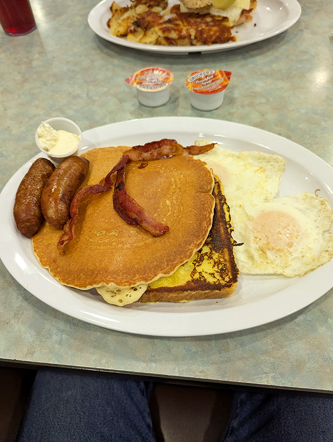 The breakfast platter that answers the eternal question: "Why choose one breakfast meat when you can have them all?"