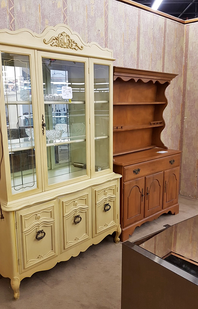 These elegant cabinets once graced someone's dining room. Now they're waiting for their second act in your home&mdash;at a fraction of retail price.