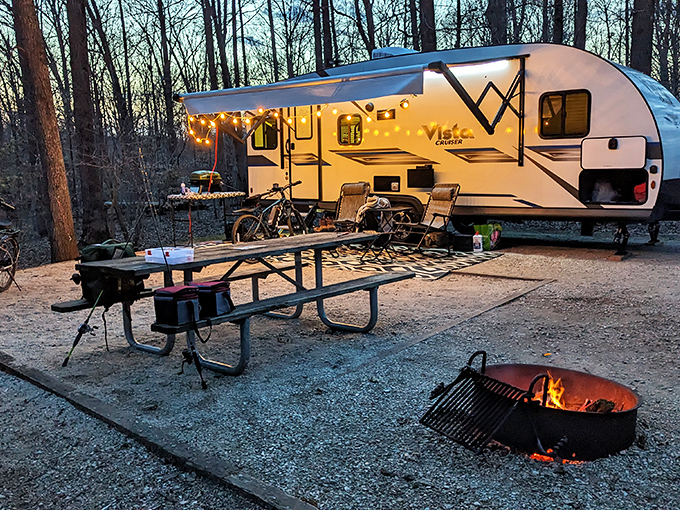 Glamping: when you want to commune with nature but aren't willing to give up string lights, comfy chairs, or walls between you and curious raccoons.