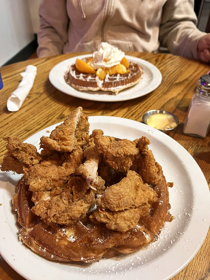 Chicken and waffles: the breakfast equivalent of a perfect dance partner&mdash;one crispy, one fluffy, both working in delicious harmony.