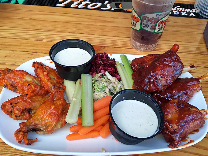 Wings that prove this fish camp knows its way around things that used to fly, too.