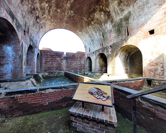 Engineering marvel meets military practicality. These cisterns once collected rainwater for the fort's inhabitants&mdash;the original sustainable water solution.