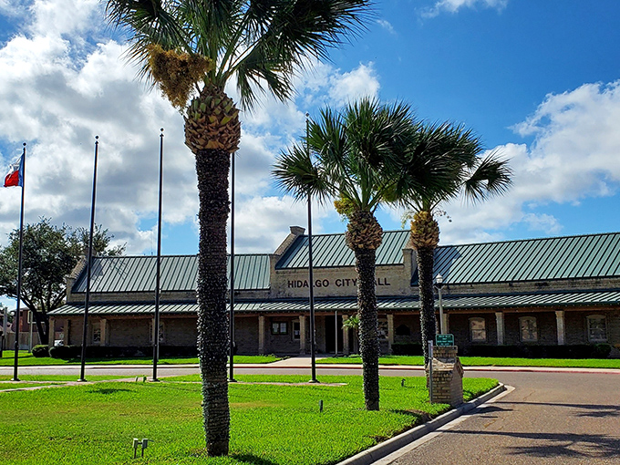 Hidalgo City Hall stands as a testament to small-town governance. They may have a massive bee, but they keep their municipal affairs in order.