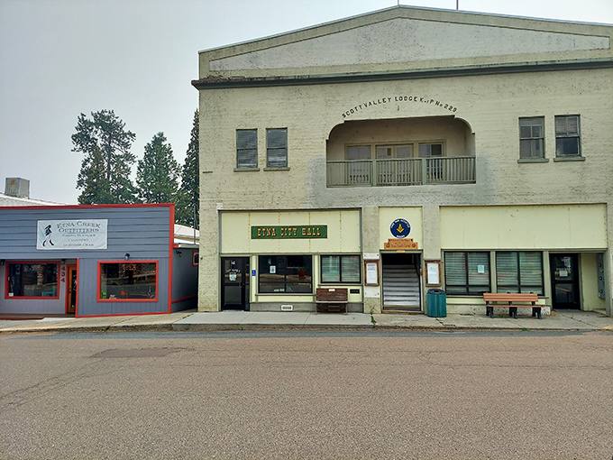 The Scott Valley Lodge building stands as a testament to an era when architecture had personality and buildings weren't afraid of a little character.