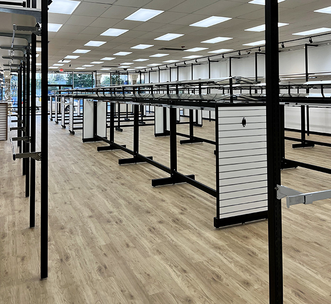 Your new favorite finds will soon fill these bright, modern racks. You can almost see the stylish outfits waiting here.