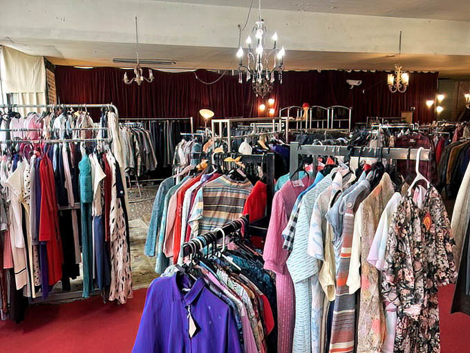 The vintage clothing section sparkles under chandeliers that have illuminated decades of fashion. Even the lighting fixtures here have impressive r&eacute;sum&eacute;s.