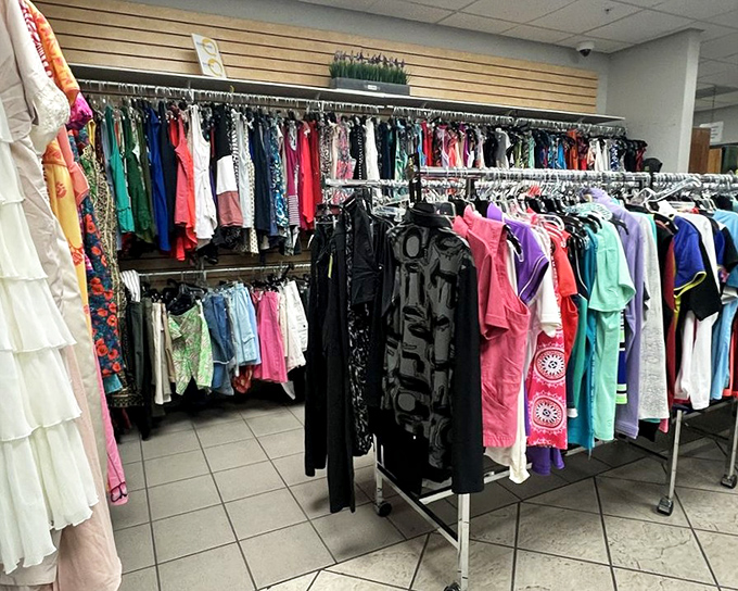 The clothing racks: where patience and persistence pay off with finds that make friends ask, "Where did you get that?" Your secret's safe with us.