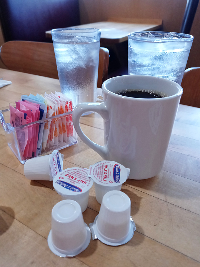 The coffee setup at The Pantry&mdash;where that first cup is just the beginning of a beautiful friendship that will last until the check arrives.