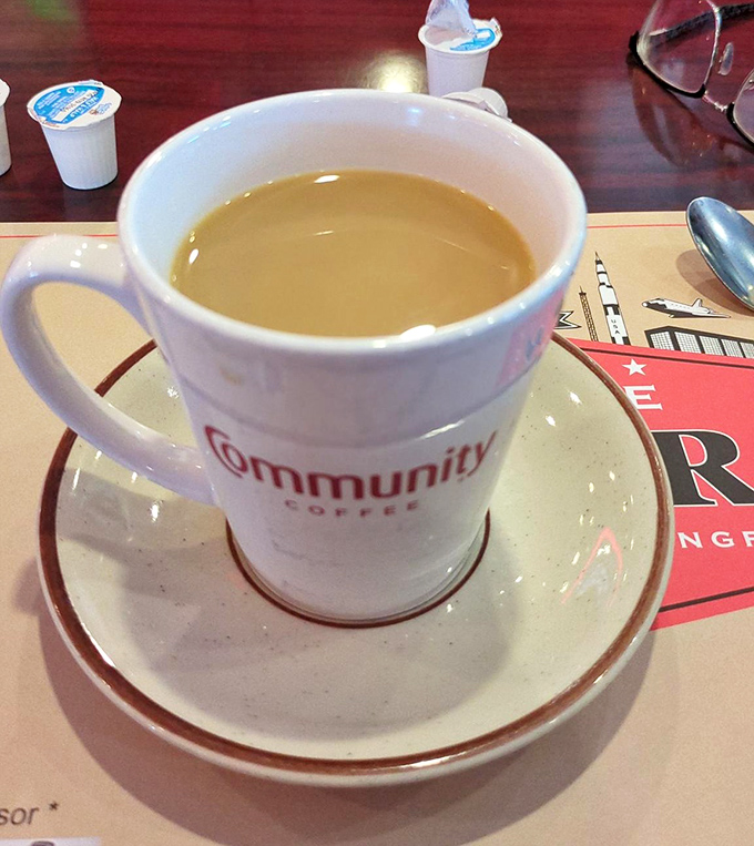 The coffee comes in mugs big enough to swim in, perfect for the marathon eating session you're about to embark upon.