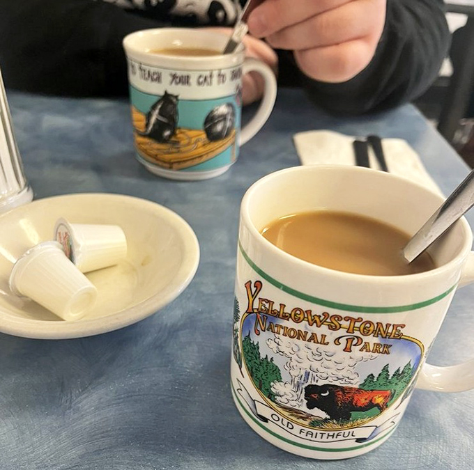 Coffee served in mugs that understand life's simple pleasures, paired with cream meant for contemplation.
