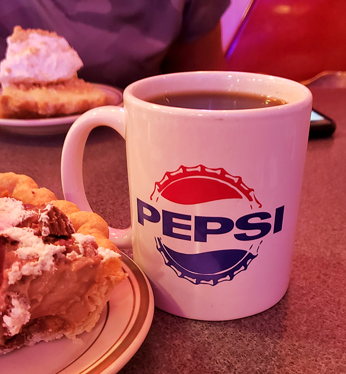 Coffee served in a mug that's seen history unfold. Pair it with pie and suddenly Monday morning doesn't seem so intimidating after all.