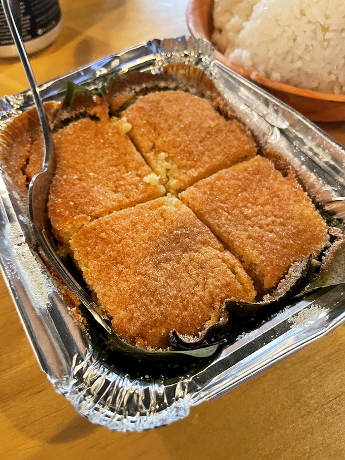 Cornbread bibingka: where Southern comfort meets Filipino tradition. The sugar-crusted top is just showing off at this point.