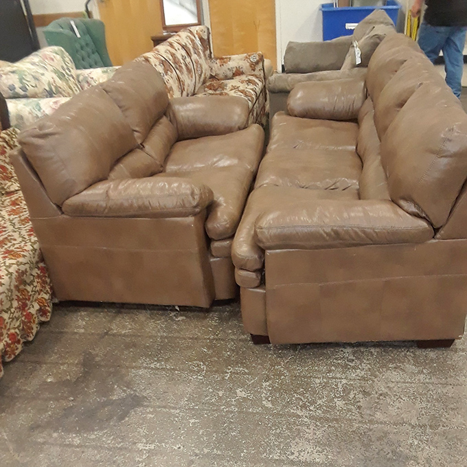 Sectional sofas with stories to tell, waiting for second acts in new living rooms. One person's castoff becomes another's conversation piece.