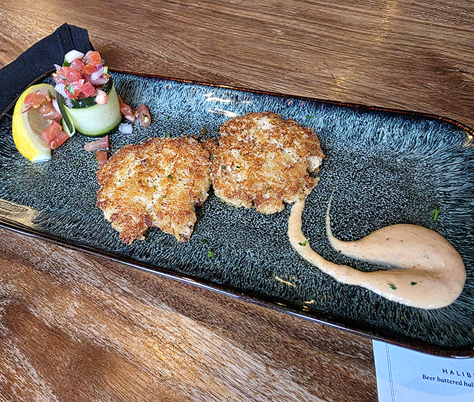 Crab cakes that are actually crab, not filler with a hint of seafood. These golden discs deserve their own fan club and commemorative t-shirt.