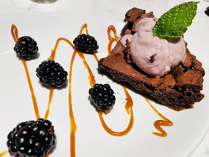 Rich chocolate dessert with fresh berries creates the kind of sweet ending memories are made of.
