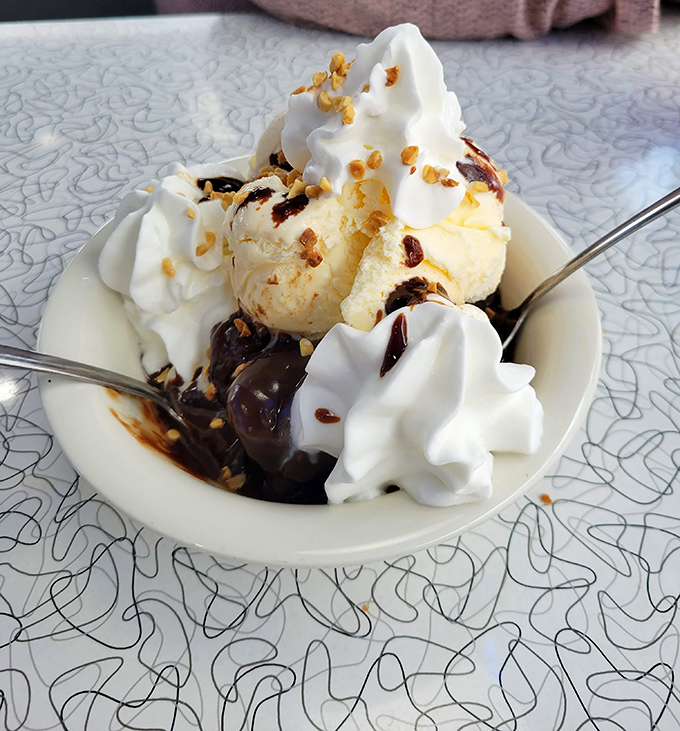 Hot fudge, cold ice cream, crunchy nuts&mdash;this sundae creates the kind of textural symphony that makes grown adults close their eyes in bliss.
