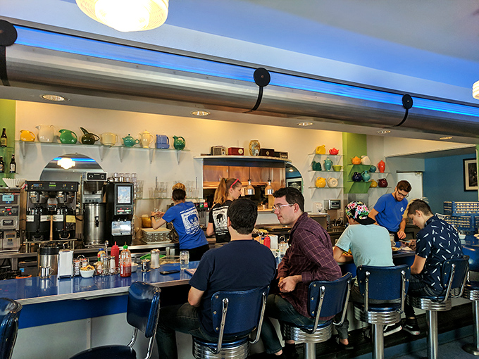 Counter culture at its finest—where locals gather not just for food, but for that uniquely American ritual of diner conversation.