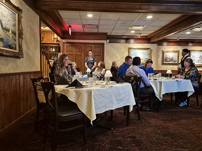 The dining room buzzes with the energy of people united in pursuit of one thing: exceptional steak in an atmosphere of unpretentious elegance.