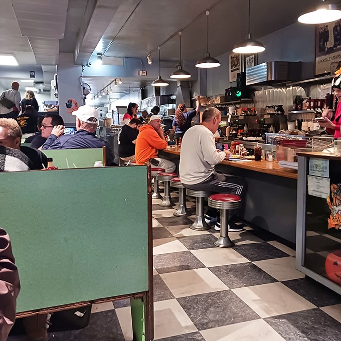 Counter seating&mdash;where breakfast becomes theater and regulars exchange knowing nods as rookies experience their first DeLuca's revelation.