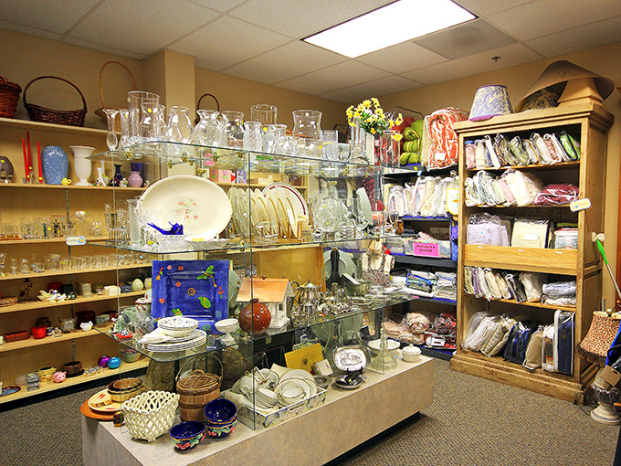 Crystal, china, and everyday dishes share space in this carefully arranged display&mdash;ready to elevate your next dinner party.