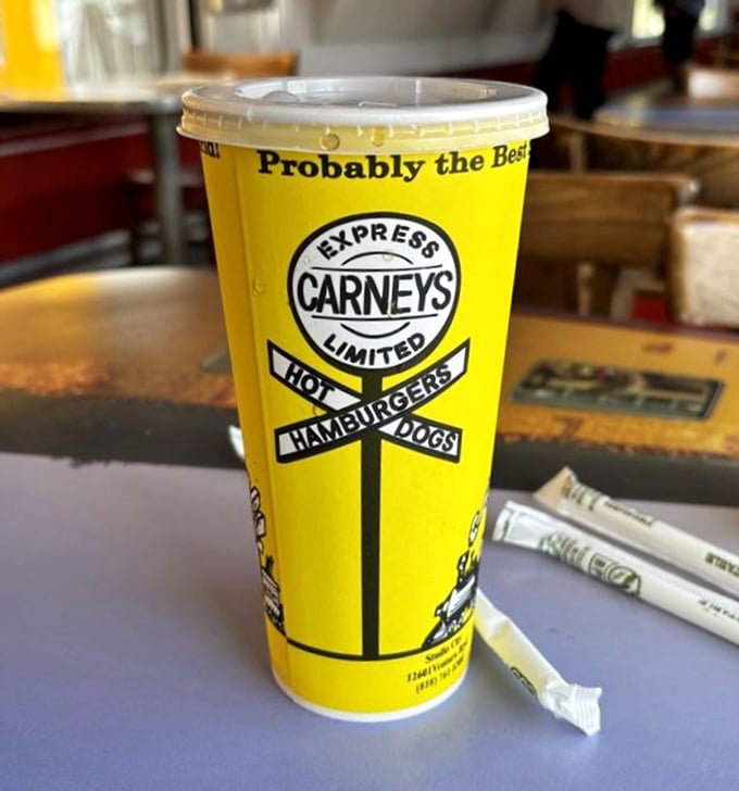 Probably the Best isn't just clever marketing&mdash;it's the understatement of the century printed on a cup that's as cheerfully yellow as the train car itself.