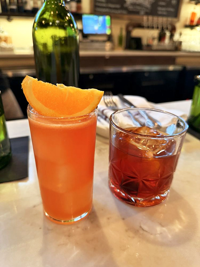 Cocktails that pop with color and promise refreshment&mdash;like liquid sunshine in a glass next to its sophisticated, amber-hued companion.