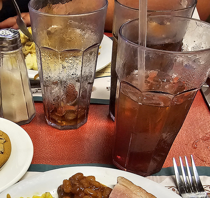 Tall glasses of iced tea stand ready to wash down hearty portions&mdash;the condensation on the outside promising relief from a food coma that's worth every minute.