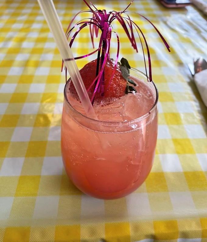 Their strawberry mimosa comes festively dressed for the occasion &ndash; proof that breakfast cocktails deserve flair too.
