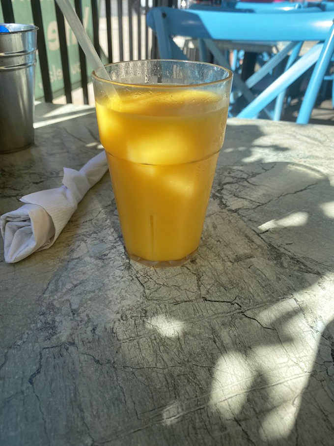 Orange juice so vibrant it could jumpstart your day faster than three cups of coffee or an unexpected call from the IRS.